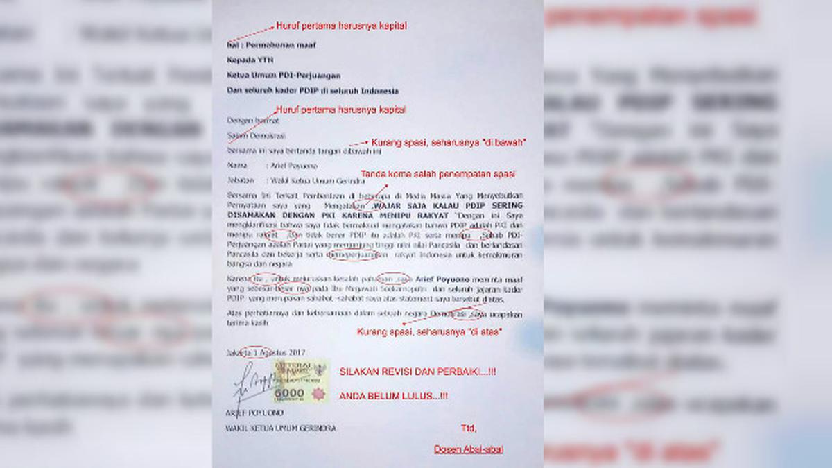 Meme Surat Permintaan Maaf Wakil Ketum Gerindra Beredar - News Liputan6.com