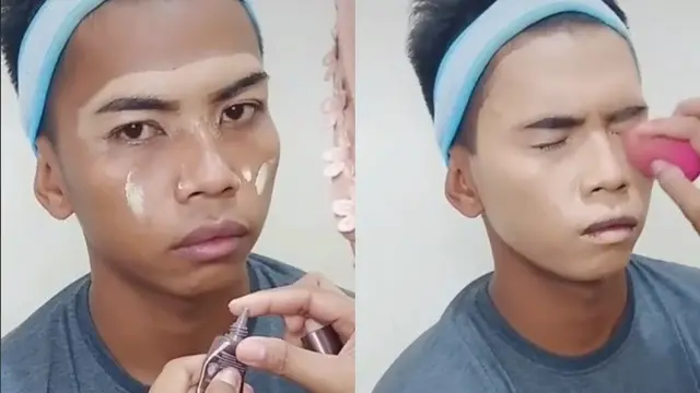 Wanita Ini Iseng Minta Suami Jadi Model Rias, Hasilnya Bikin Pangling