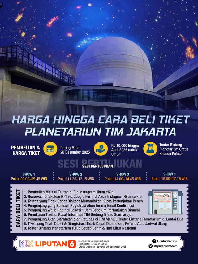 Infografis Harga hingga Cara Beli Tiket Planetarium TIM Jakarta