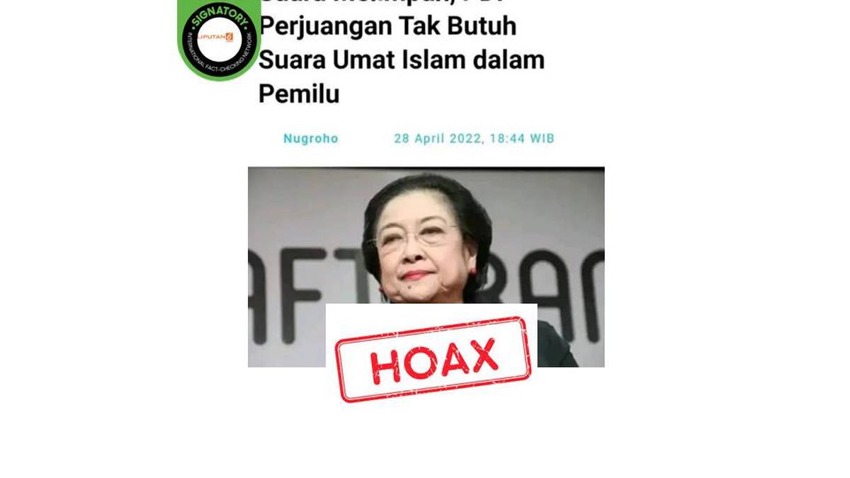 Cek Fakta: Hoaks Artikel Sebut PDIP Tak Butuh Suara Umat Islam dalam Pemilu - Cek Fakta Liputan6.com