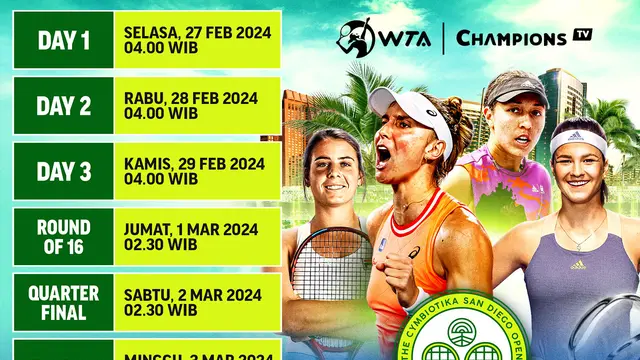 Jadwal dan Link Live Streaming WTA 500 San Diego Open 2024 di Vidio - Bola Liputan6.com
