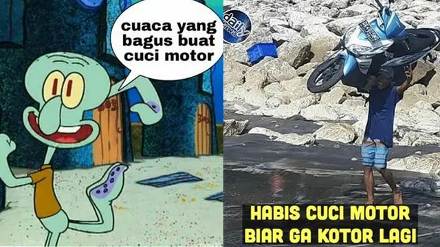 5 Meme Kocak Orang Cuci Motor, Sedih Kalau Hujan - Hot Liputan6.com