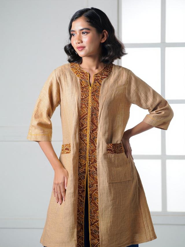 9 Inspirasi Model Tunik Batik Kombinasi Kain Polos untuk Usia 40-an ...