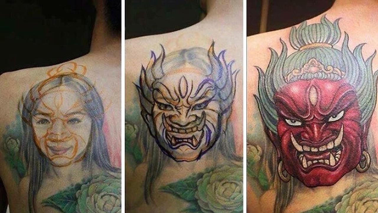 Kreatif Banget, Begini Cara Orang Ubah Tato Wajah Pacar Usai Putus