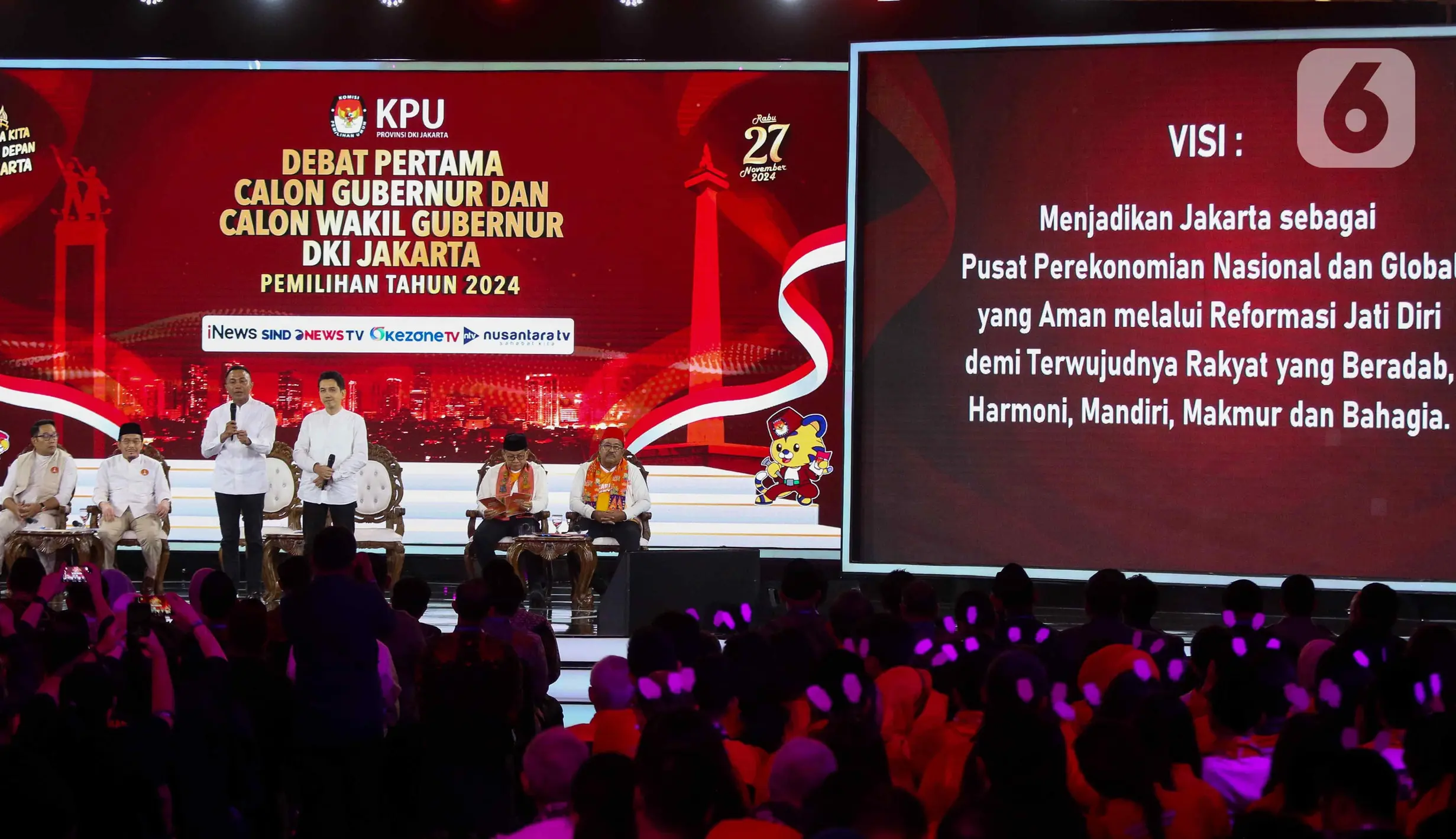 Debat Perdana Pilkada Jakarta 2024, Setiap Pasangan Calon Sampaikan Visi-Misi - Foto Liputan6.com
