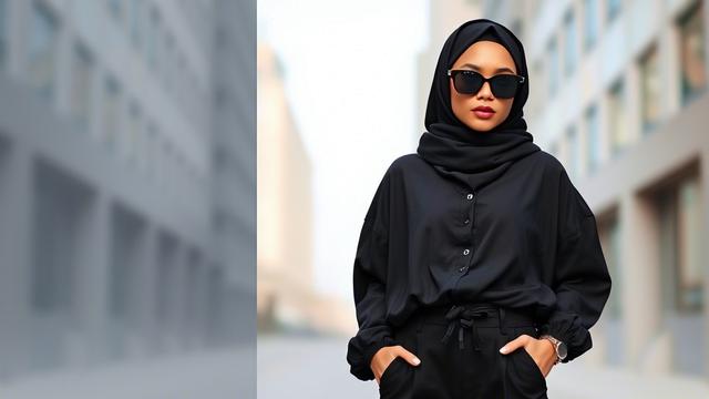 Inspirasi 10 Padu Padan Outfit Kemeja Hitam Wanita Hijab, Simple dan ...