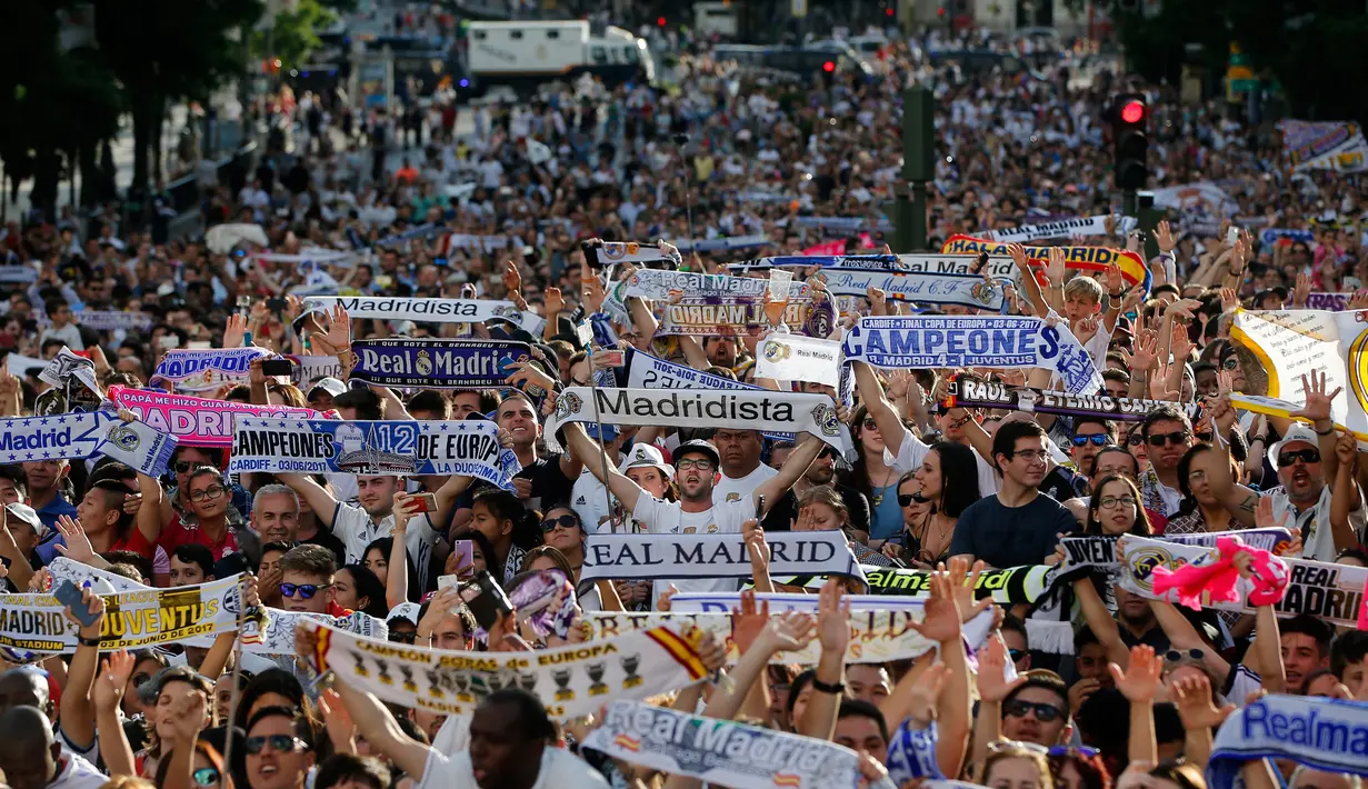 Kemeriahan Pesta Real Madrid di Santiago Bernabeu - Foto Liputan6.com