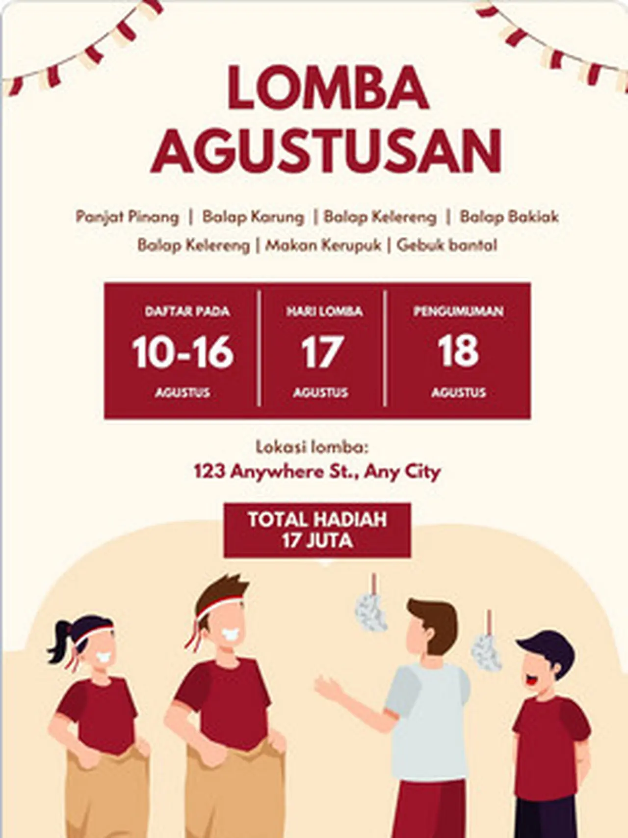 9 Contoh Brosur Lomba 17 Agustus Unik dan Baru, Begini Cara Membuat Selembarannya - Hot Liputan6.com