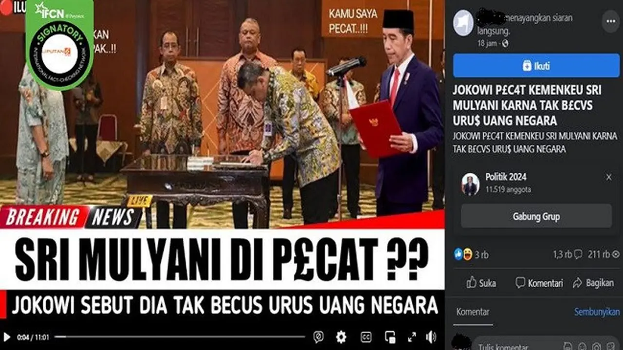 Daftar Hoaks Seputar Pencopotan Menteri, dari Mahfud MD hingga Sri Mulyani - Cek Fakta Liputan6.com