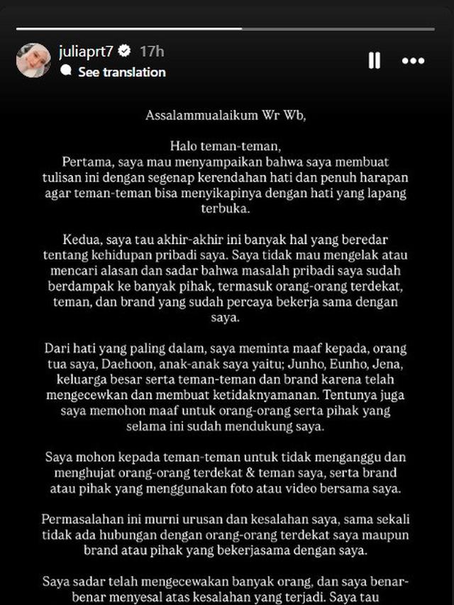 Jule atau Julia Prastini Akhirnya Buka Suara soal Isu Perselingkuhan, Minta Maaf pada Na Daehoon ...