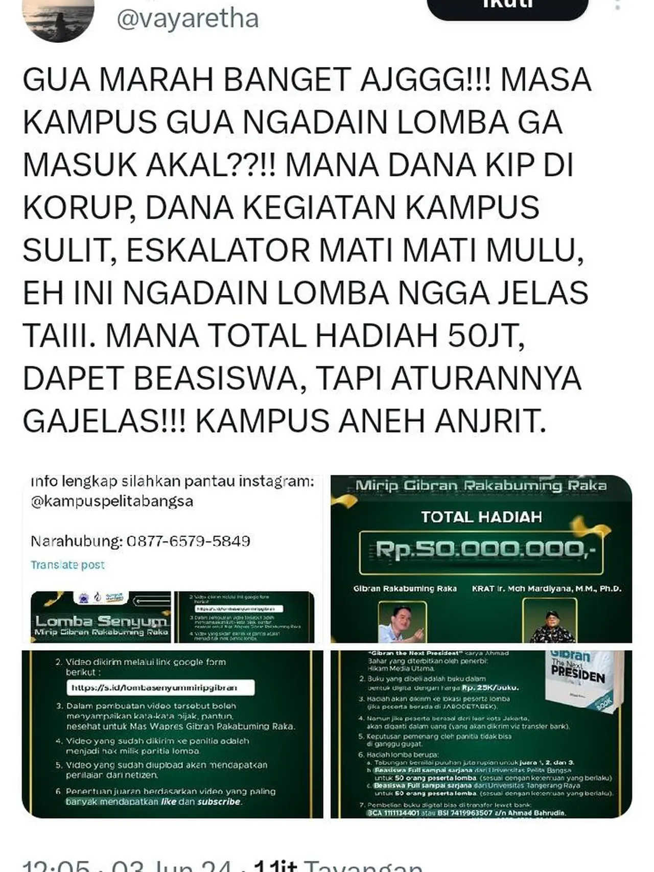 Lomba Senyum Mirip Gibran Rakabuming Berhadiah Rp50 Juta Digelar Kampus ...