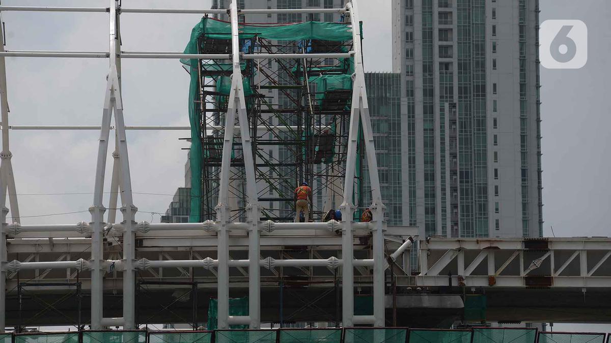 FOTO: Progres Proyek Pembangunan LRT Jabodebek - Foto Liputan6.com