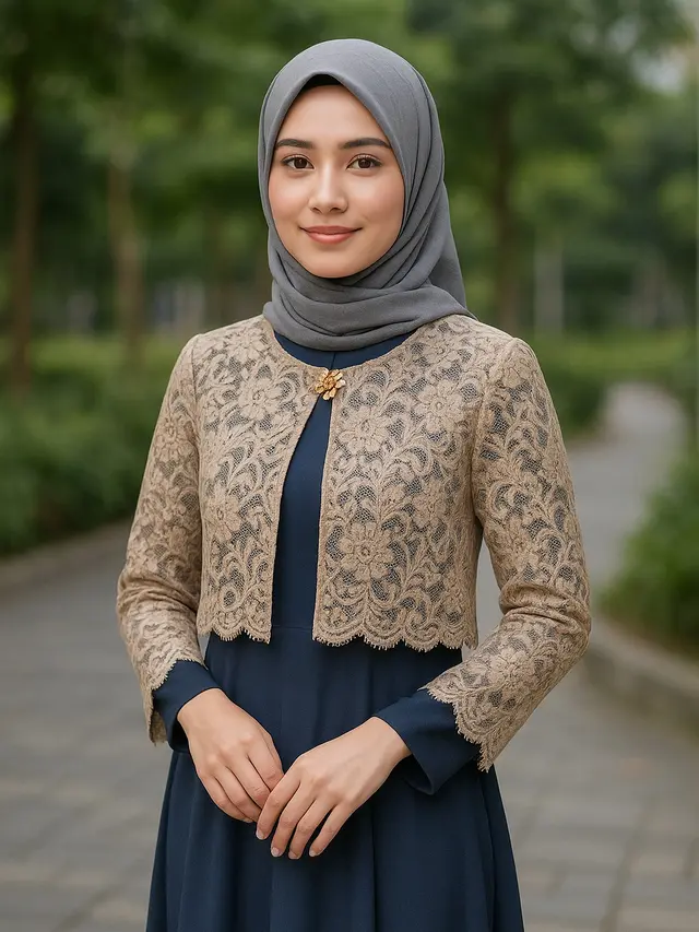 7 Kombinasi Polos dan Outer Brokat untuk Gamis, Elegan dan Modis di ...