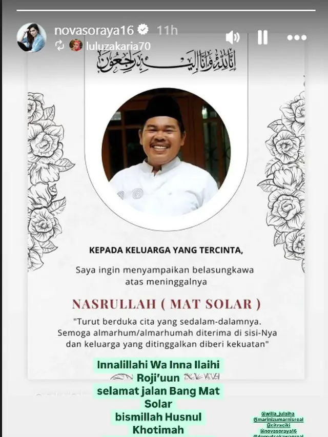 6 Ucapan Duka Pemain Tukang Bubur Naik Haji Atas Wafatnya Mat Solar ...