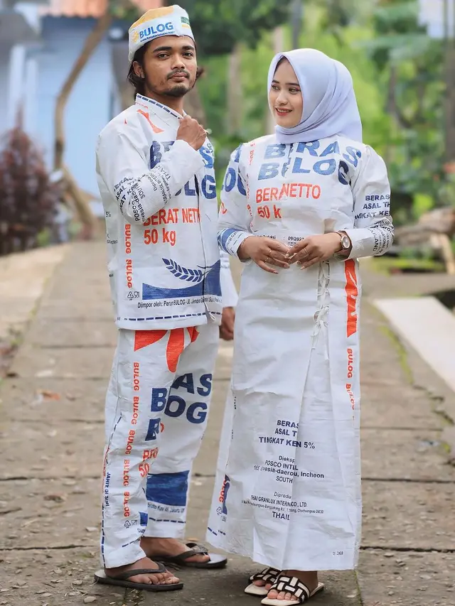 7 Potret Outfit Ramadhan dari Karung Bulog Ini Kocak, Netizen: Pakaian ...