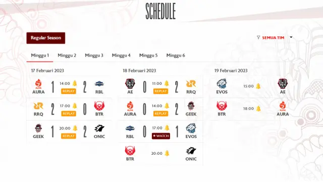 Jadwal MPL ID Season 11 Minggu 19 Februari, Evos vs AE dan BTR vs Aura Fire - Tekno Liputan6.com