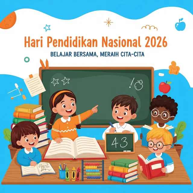 13 Contoh Banner dan Background Hardiknas 2026, Lengkap Prompt untuk ...