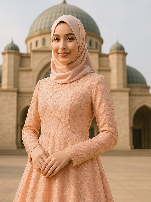 7 Model Dress Brokat Syari untuk Tunangan hingga Akad Nikah