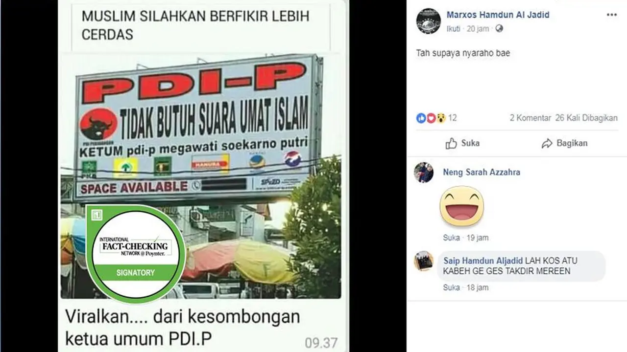 [Cek Fakta] Muncul Spanduk PDIP Tak Butuh Suara Umat Islam, Benarkah? - Cek Fakta Liputan6.com