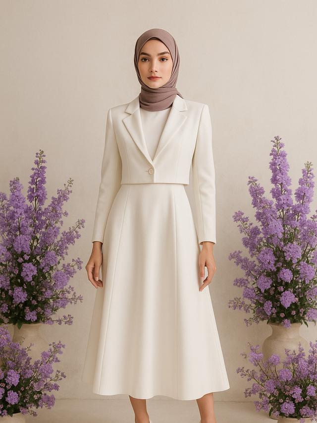 7 Model Blazer dan Dress Putih, Paduan Modern Hijaber untuk Acara Semi ...