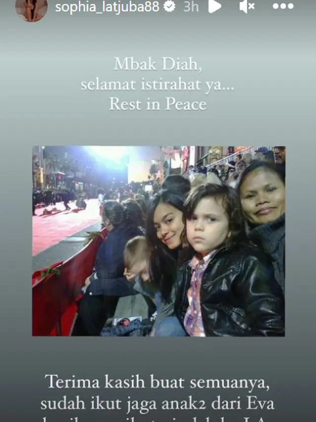 Sophia Latjuba Berduka, Asisten Rumah Tangganya Meninggal Dunia, Ungkap Jasanya Membesarkan Eva ...