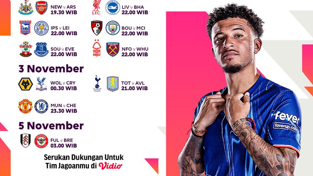Jadwal Live Streaming Liga Inggris 2024/25 Matchweek 10 di Vidio Pekan Ini - Inggris Bola.com