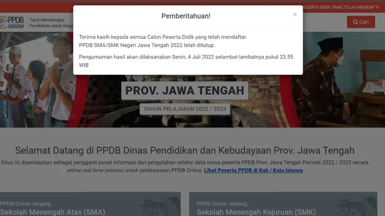 Jadwal dan Cara Daftar Ulang PPDB Jateng 2022 Beserta Link Cek Hasil Seleksi - Tekno Liputan6.com